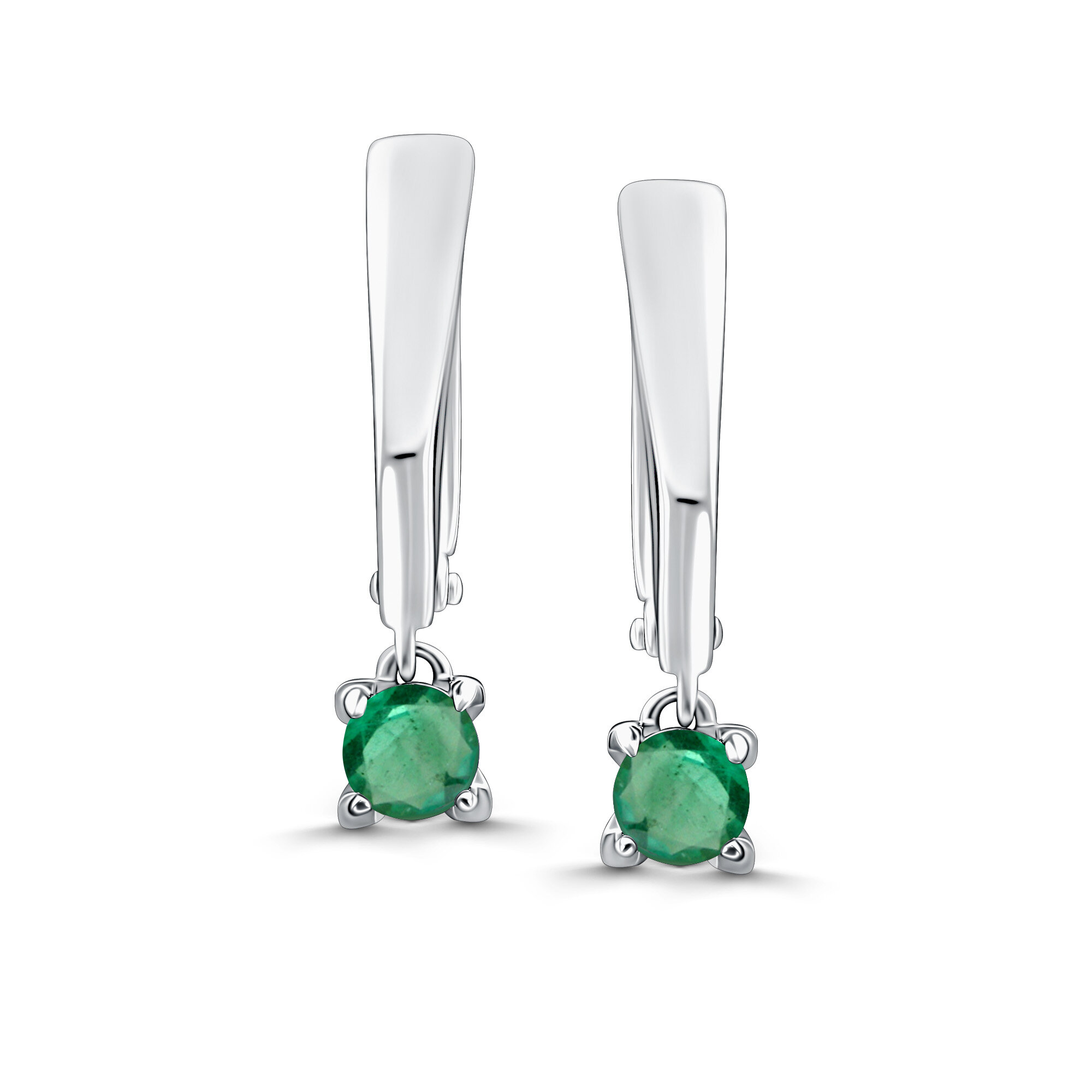 Серьги, серебро, 925 проба, родирование, изумруд