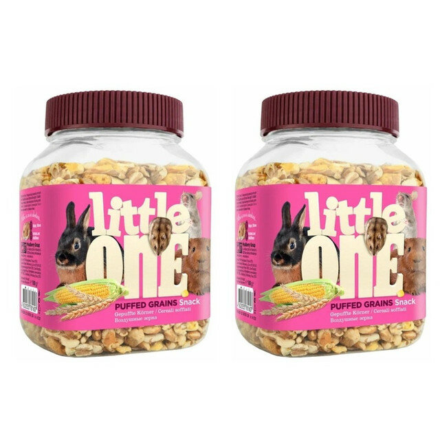 Little One Лакомство для грызунов, воздушные зерна смесь из зерен кукурузы, пшеницы и ячменя, 70 г, 2 шт