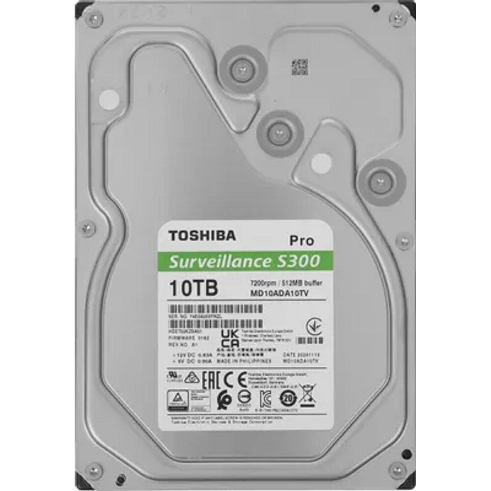 Жесткий диск 10TB Toshiba Surveillance S300 Pro (MD10ADA10TV) SATA 6.0Gb/s, 7200 rpm, 512Mb buffer, 3.5" для видеонаблюдения