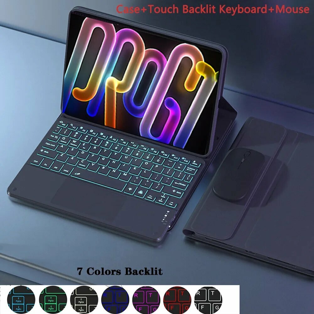 Чехол для планшета 2025 Lenovo Xiaoxin Pad Pro GT 11.1 дюймов(TB710FU), русская клавиатура+Bluetooth заряжая мышь