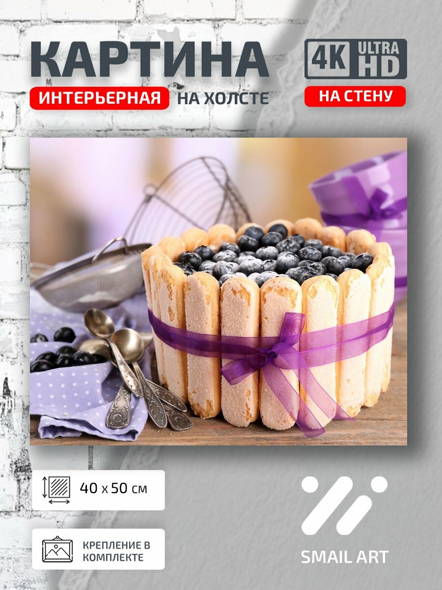 Картина на холсте интерьерная 40 на 50 на стену Чаепитие Food для кафе кулинария интерьер