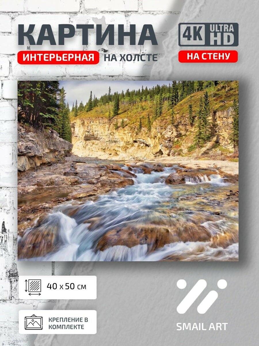 Картина на холсте интерьерная 40 на 50 на стену елки горы для кафе пейзаж
