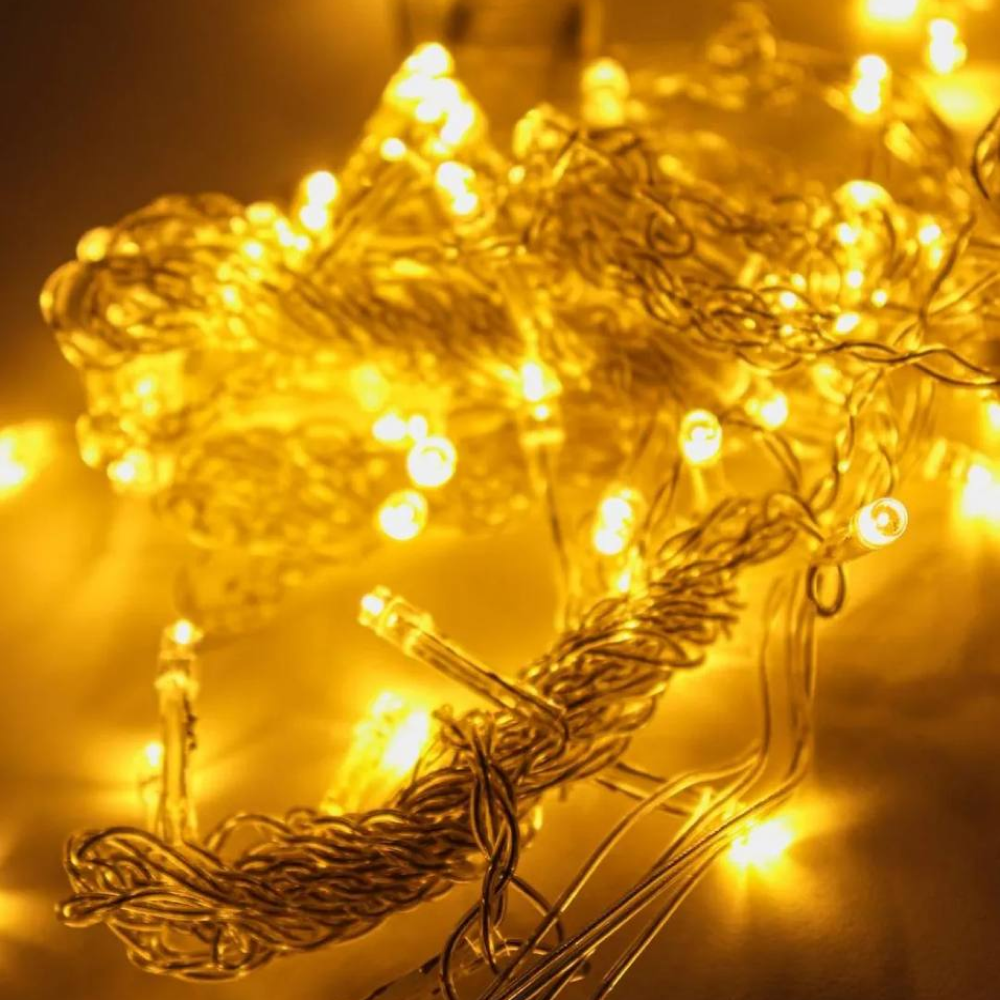 Гирлянда дождик 3х2 метра/Новогодняя штора/Занавес на окно/Гирлянда занавес дождик/Гирлянда штора/Теплый белый