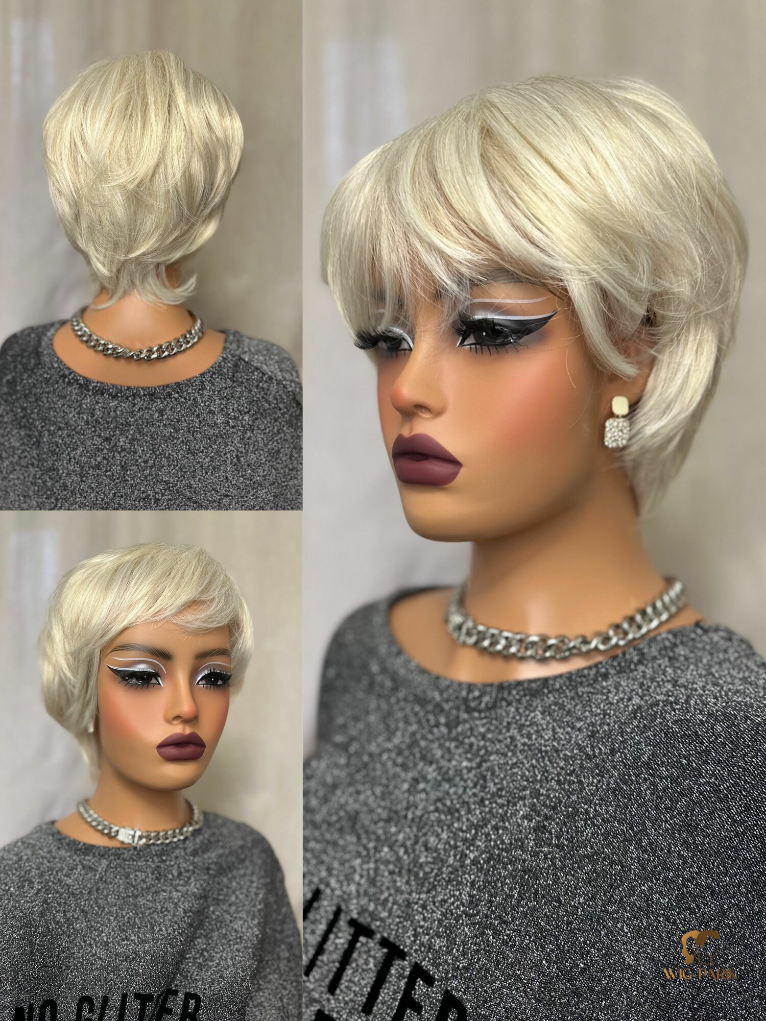 Парик женский платиновый блонд короткий, натуральный объем