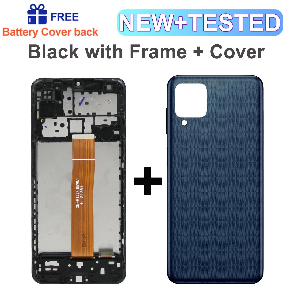 Экран 6,4 'для Samsung M12 с заменой рамки, для Samsung M127 M127F M127M жк-дисплей с сенсорным экраном и дигитайзером в сборе Frame Black Cover