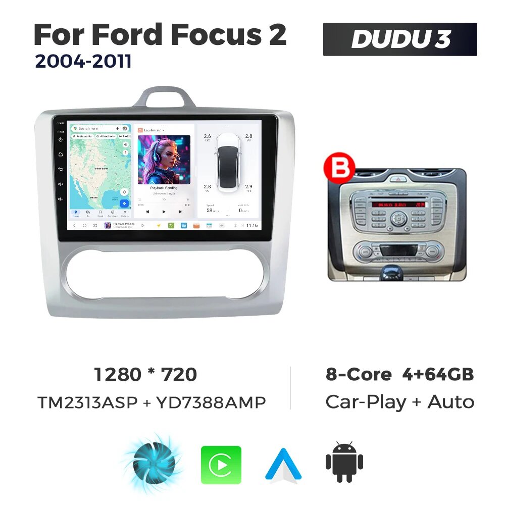 DUDUAUTO DUDU7 Интеллектуальный Android 13 CarPlay автомагнитола 12G+512GB Для Форд DUDU3 4-64G B