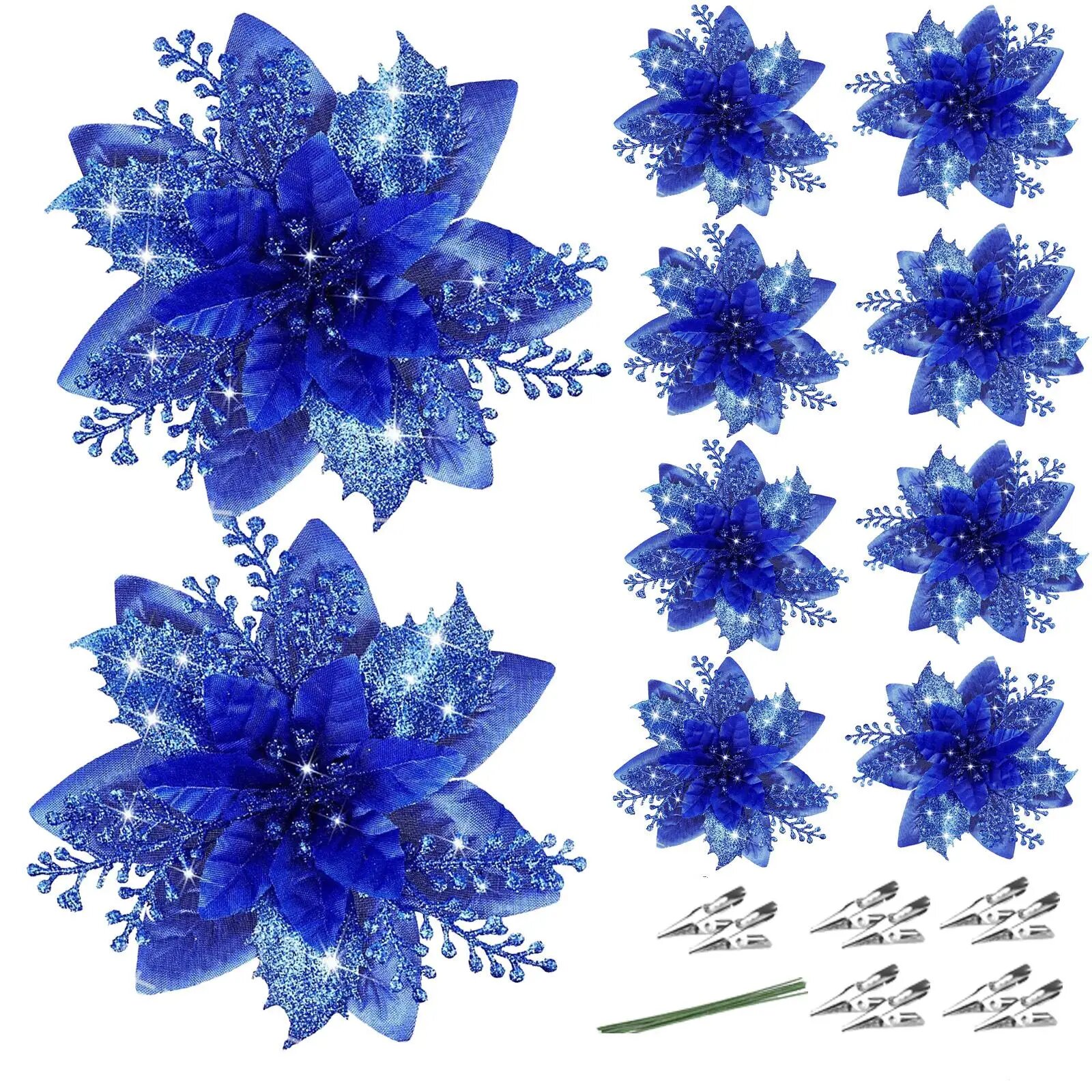 Искусственные цветы и ягоды, пластик, набор из 10 штук 10Sets Blue