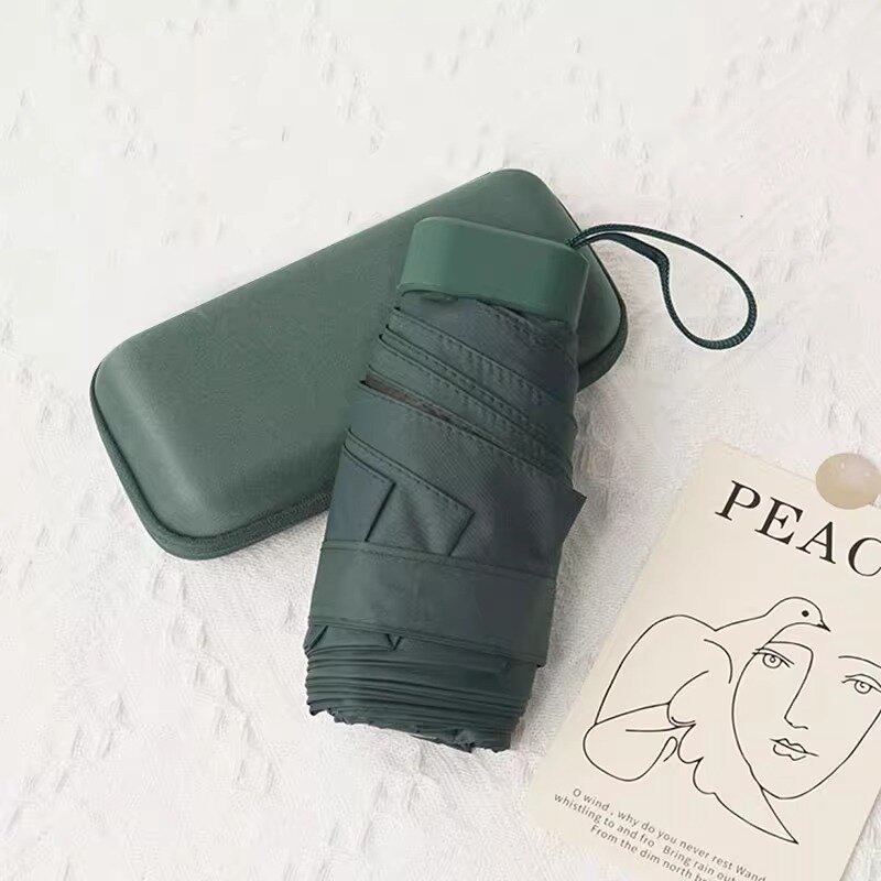 Зонт, плоский, мини, ультралегкий, виниловый, темно-зеленый, со скидкой 60%