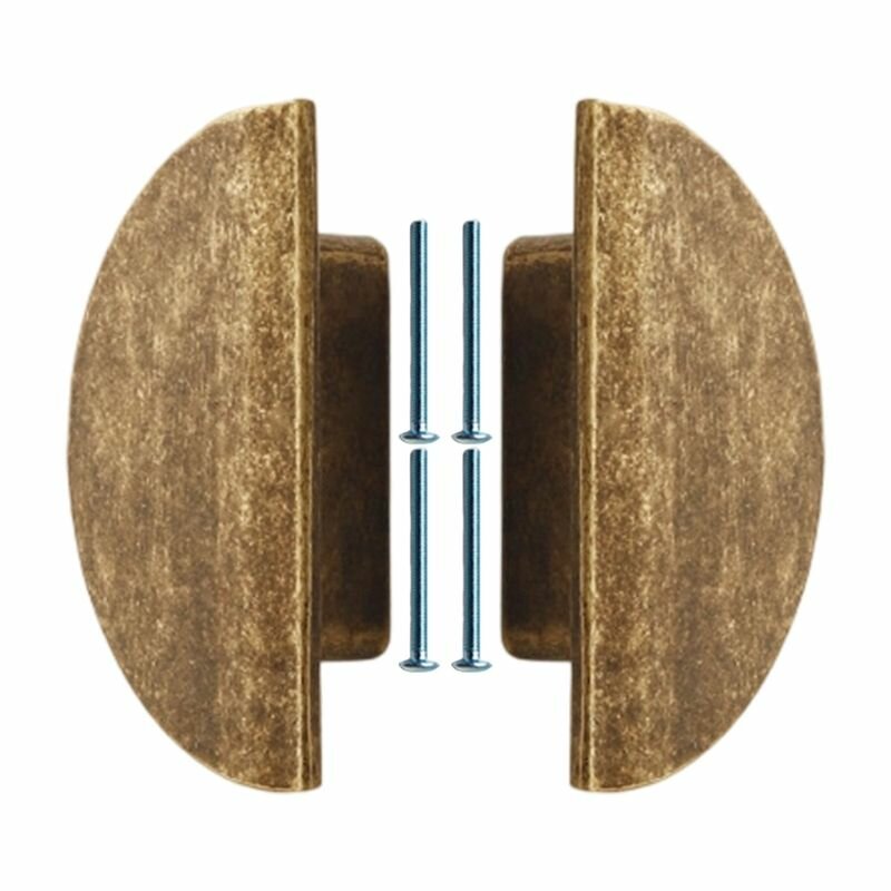 Полукруглая дверная ручка шкафа античного медного цвета, парная круглая для выдвижного ящика, кухонного шкафа-античная медь-шаг отверстия 32