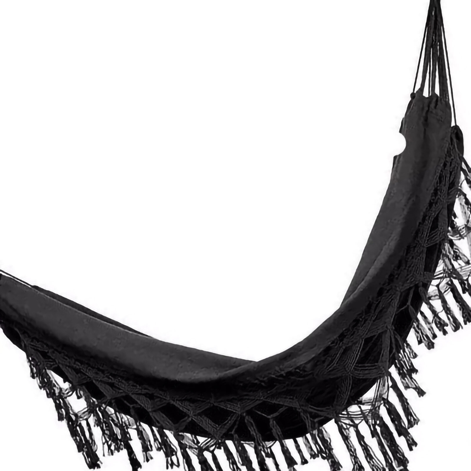 Двойной гамак носимый портативный деревенский кисточка для взрослых гамак с двумя веревками для хранения веревки для кемпинга на открытом воздухе Black Black