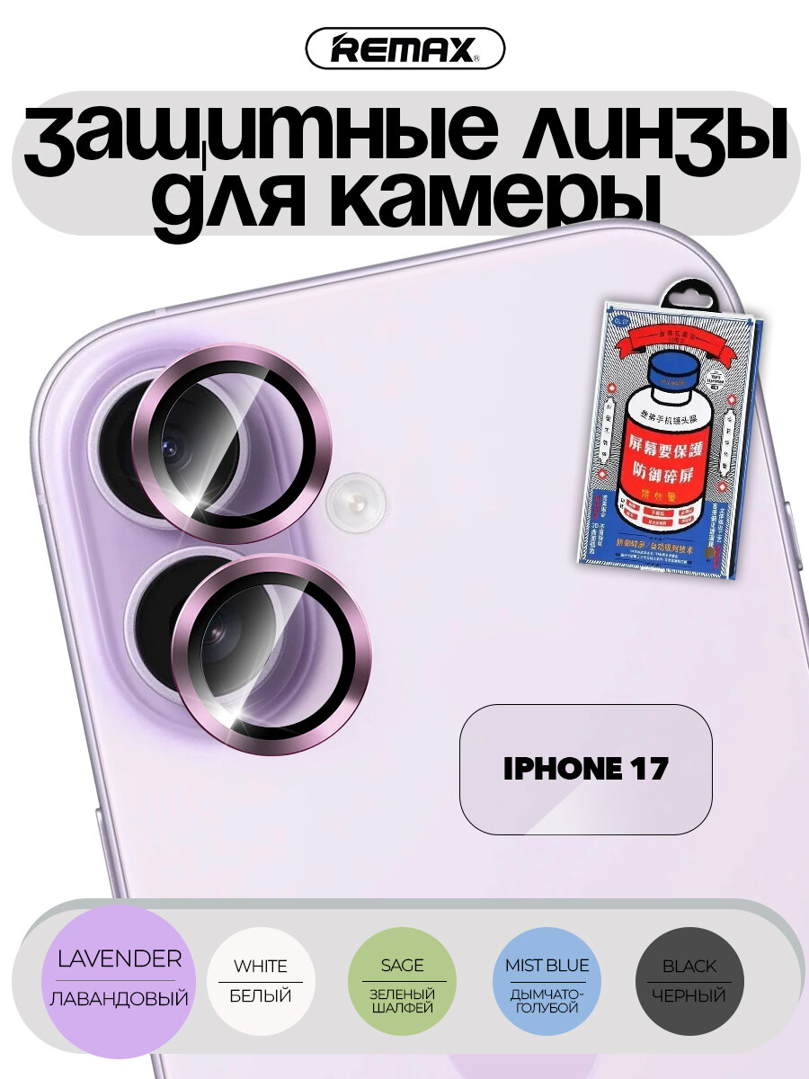Линзы для камеры iPhone 17 (для цвета Лавандовый / Lavender), REMAX GL-27, лавандовые линзы