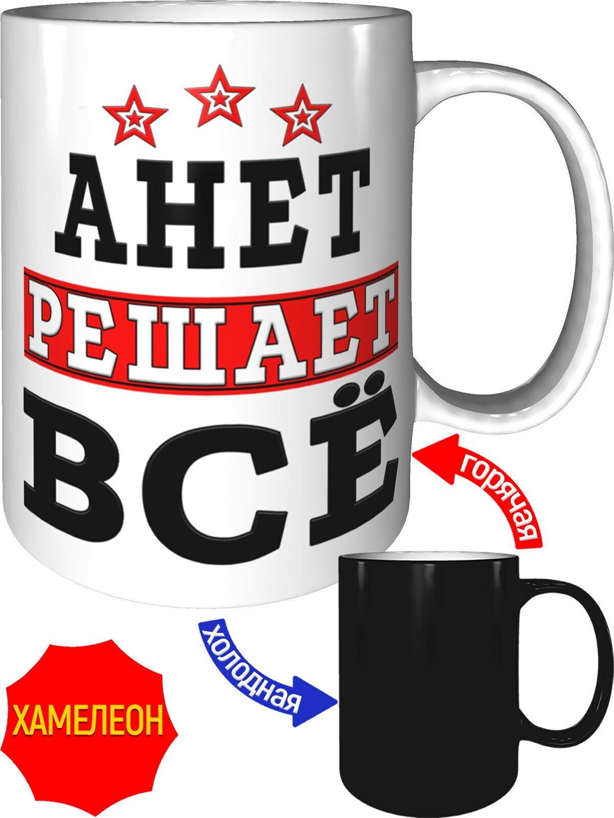 Кружка Анет решает всё - хамелеон, керамическая, объем 330 мл.