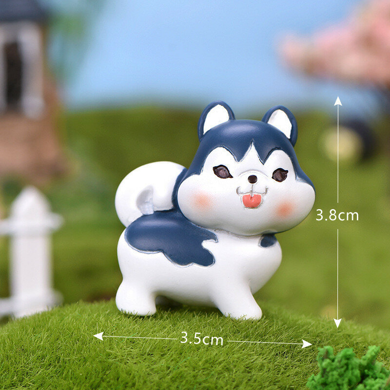 Beautiful resin chow chow dog figure great for miniature landscapes and planter decorations husky