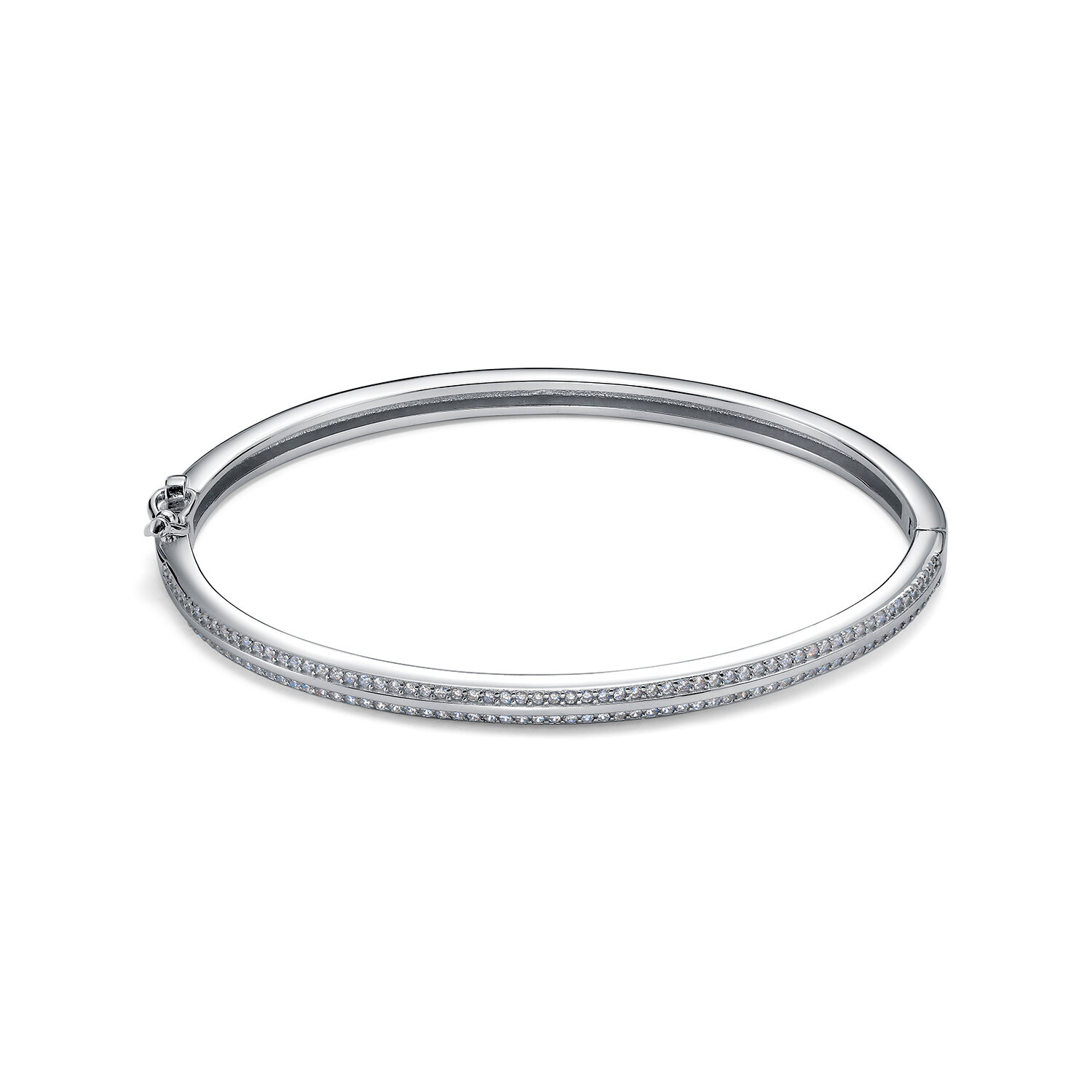 Браслет-цепочка, серебро, 925 проба, родирование, фианит