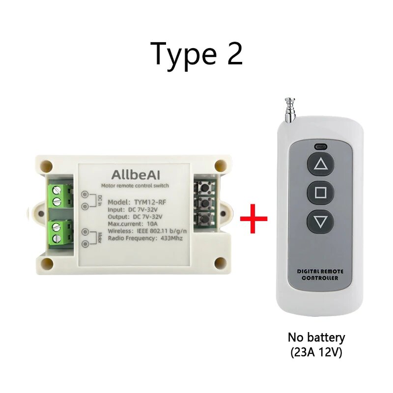 Контроллер двигателя AllbeAI для умного дома DC7-32V 433Remote
