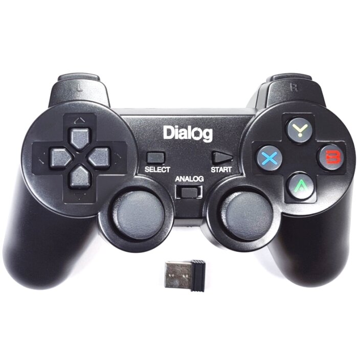 Джойстик геймпад беспроводной 2.4гГц Dialog GP-A12RF 12 кнопок PC XInput DirectInput вибрация - чёрный