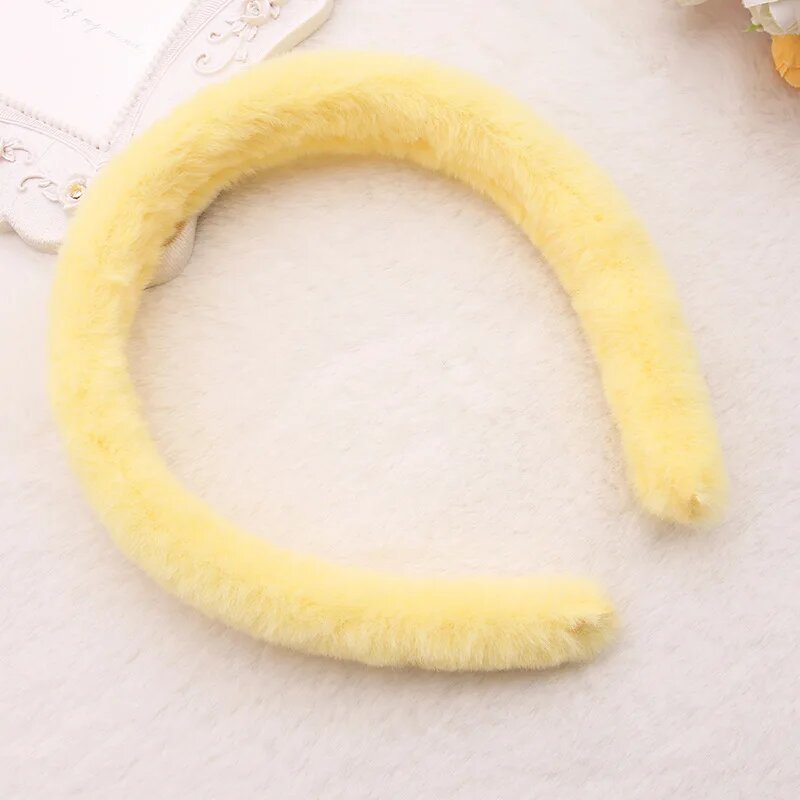 Светло-желтая плюшевая повязка на голову Yellow rabbit fur