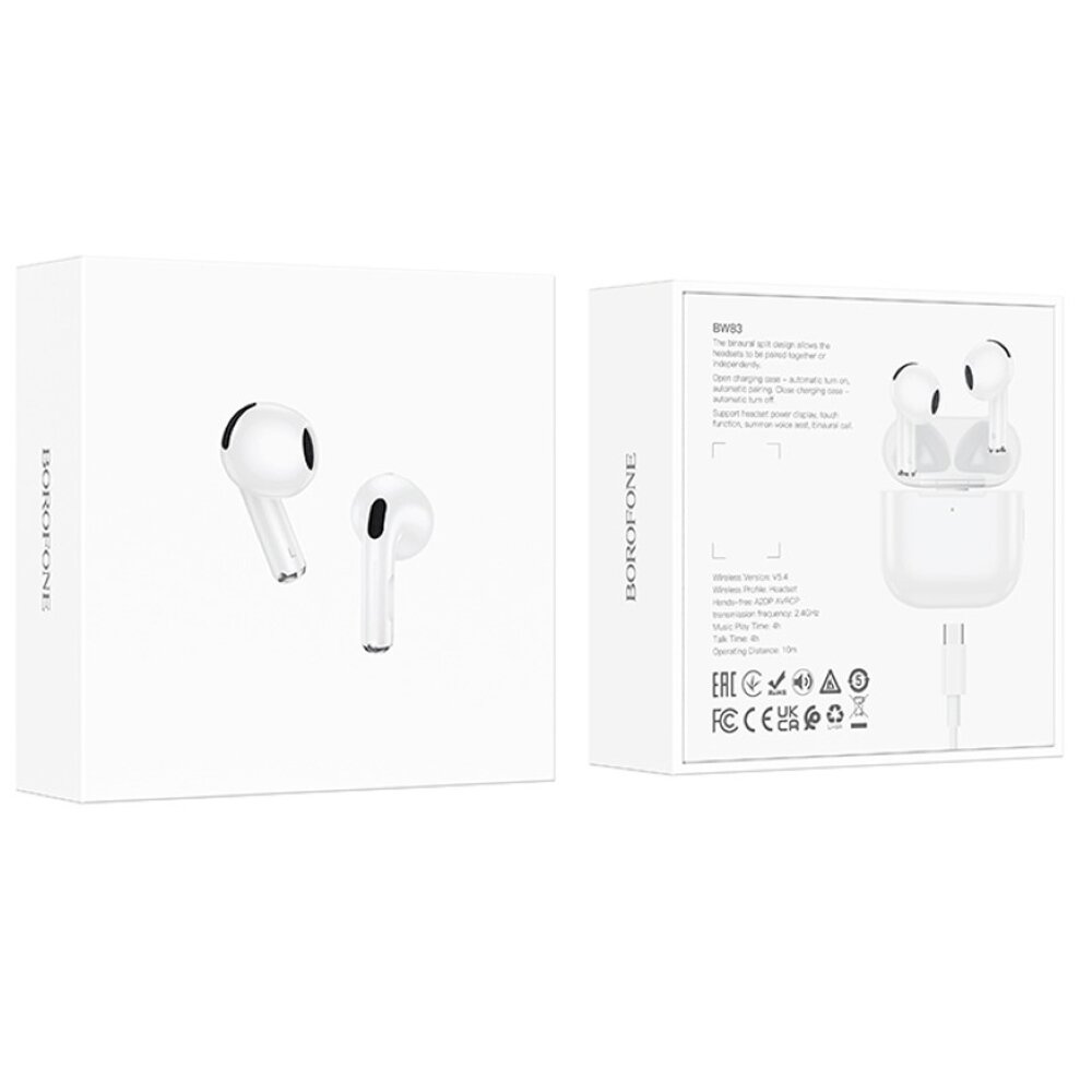 Наушники беспроводные TWS BOROFONE BW83 True, bluetooth V5.4 (Белый)