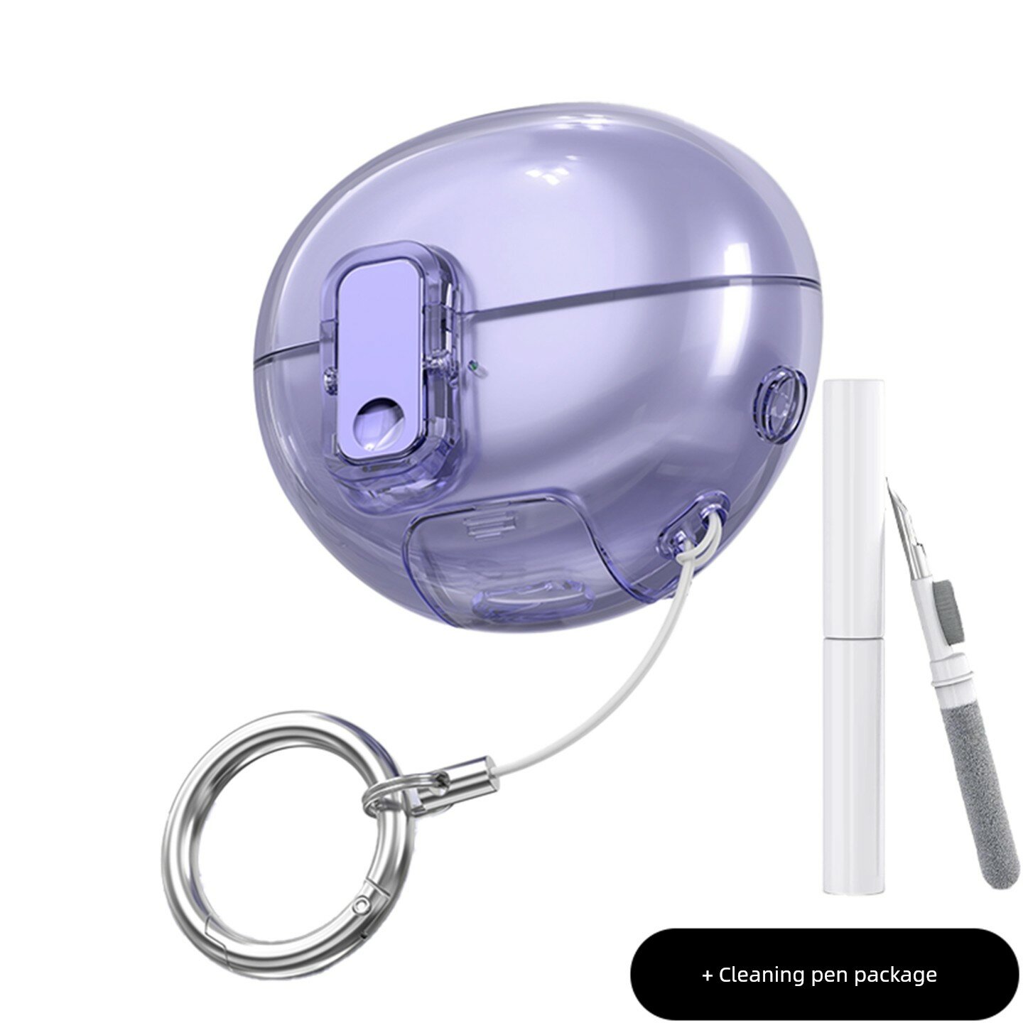 Чехол защитный для наушников Huawei FreeBuds 6i с кисточкой для чистки, фиолетовый