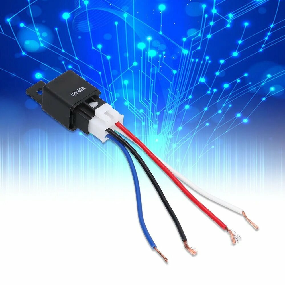 Водонепроницаемое реле 4-контактное 40А 12В с жгутом проводов для автомобильных модификаций