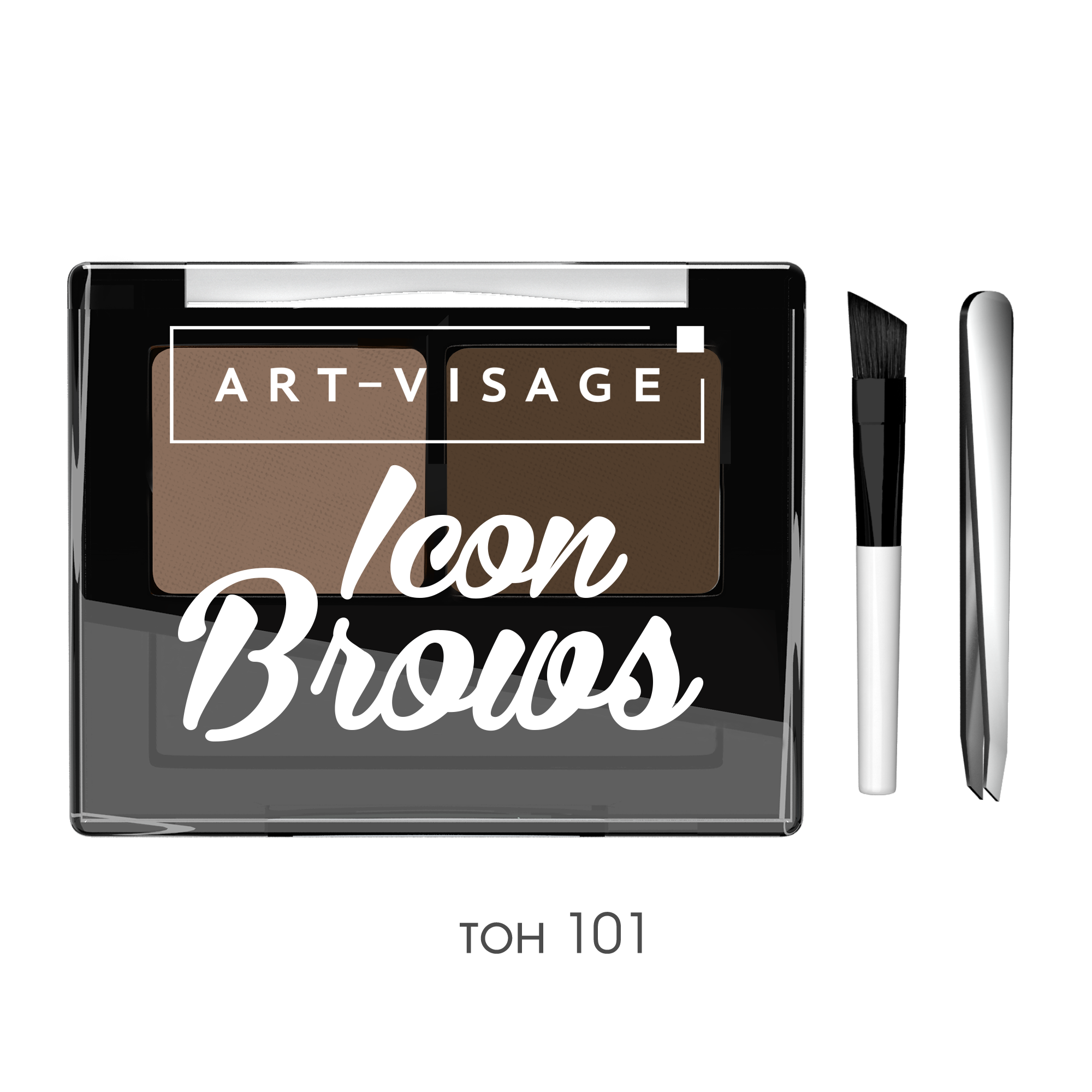ART-VISAGE Тени для бровей двойные "ICON BROWS", 3,6 г, 101 шатен