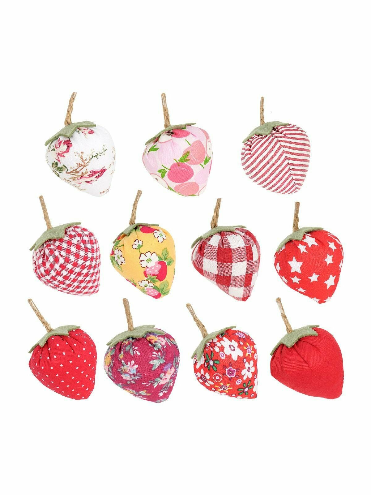 Искусственные тканевые тканевые Клубничные декоры Искусственные Клубничные наполнители для мисок Орнамент для фермерских домов Весенне-летний Декор для дома