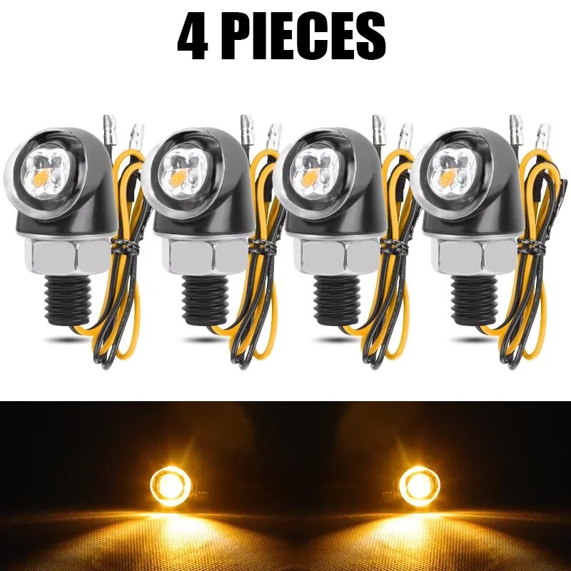 4шт. LED указатели поворота мотоцикла, янтарные