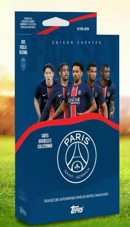 2024/25 Topps Paris Saint-Germain Fan Set Лиги чемпионов - содержит 1 упаковки (28 карточек)