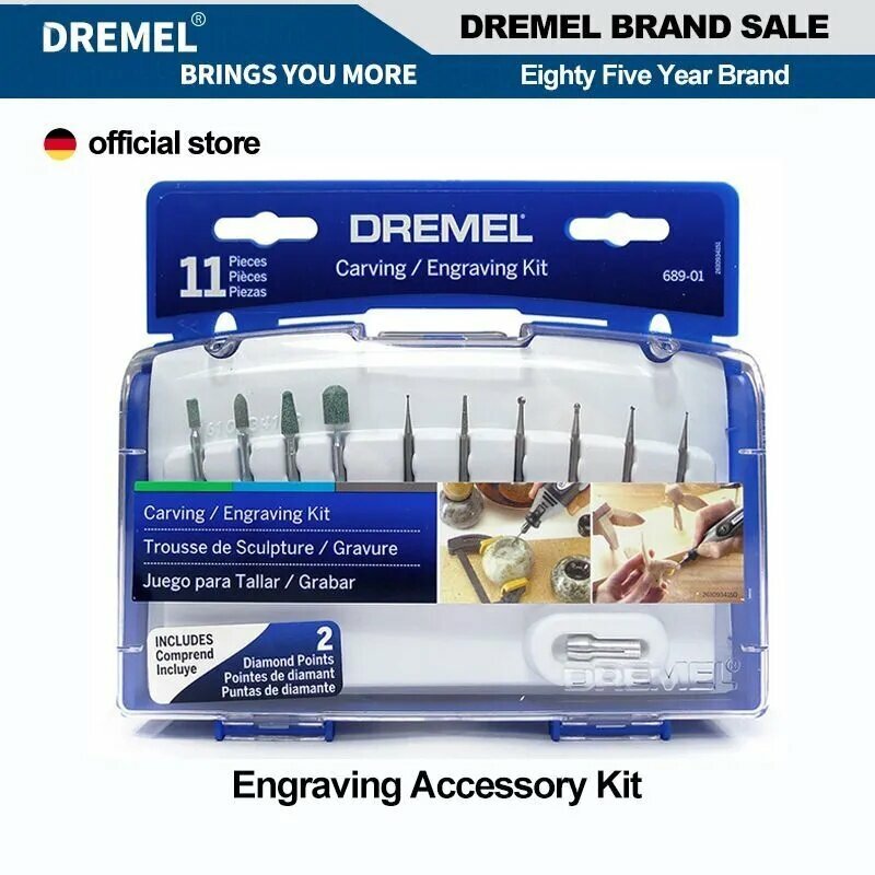 Dremel 689-01 Набор из 11 вращающихся инструментов для резьбы и гравировки