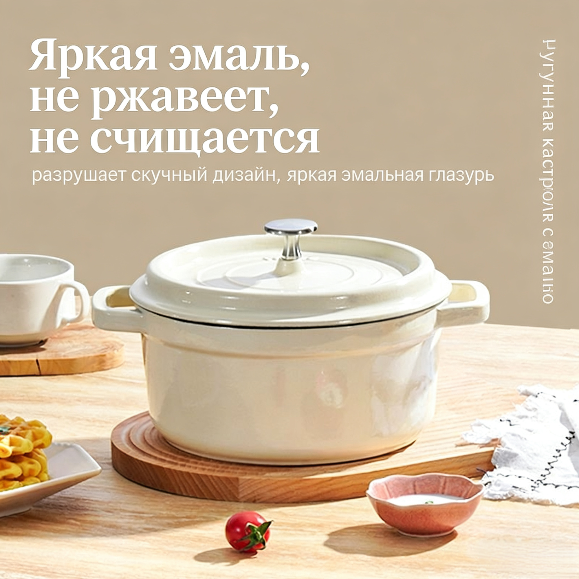 Японский бренд Relaax Эмалированная чугунная (кастрюля) 22cm индукционных плит газовых плитуниверсальная 2.6L withe/pink