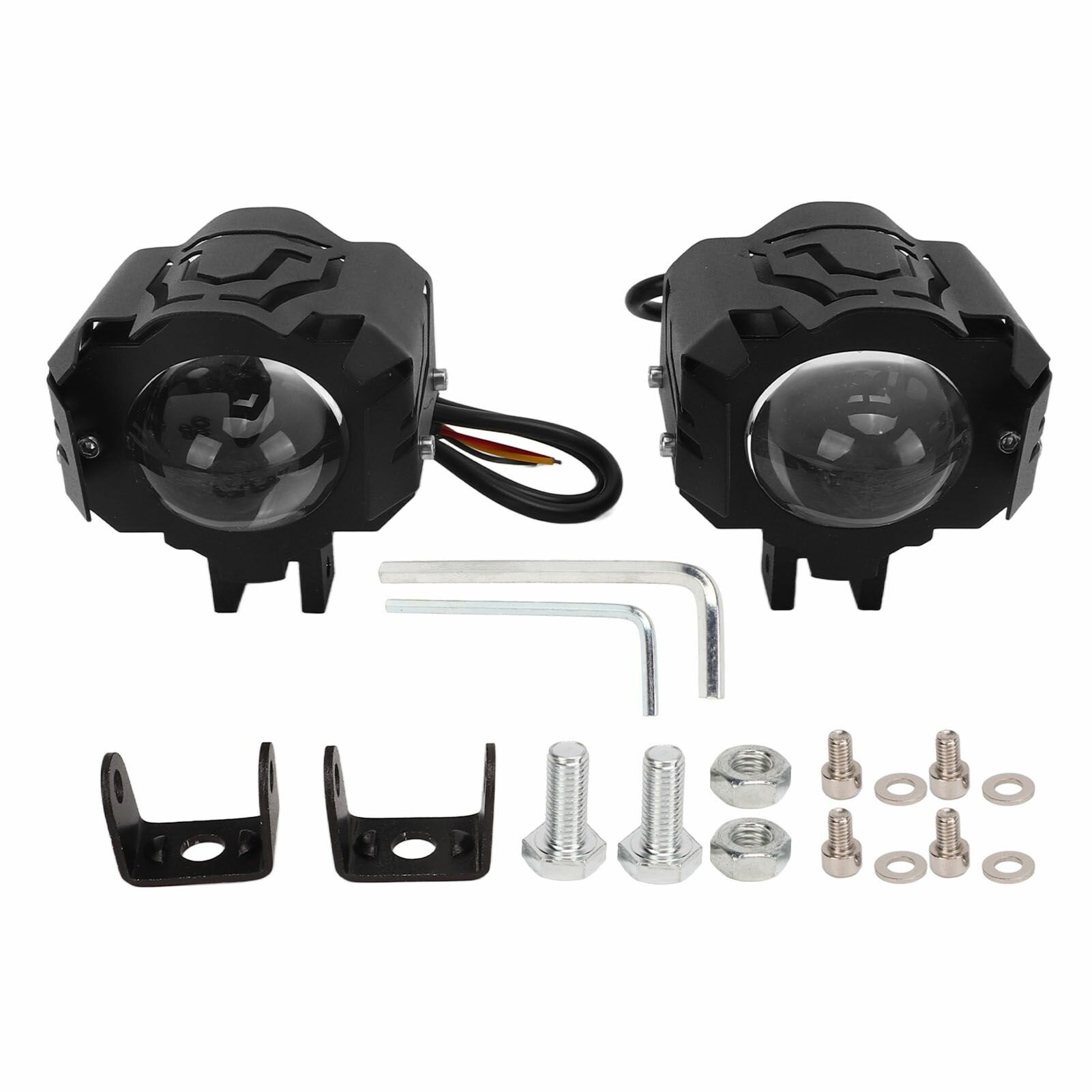2 мощных LED прожектора 60W для мотоцикла с двумя линзами 12-85V