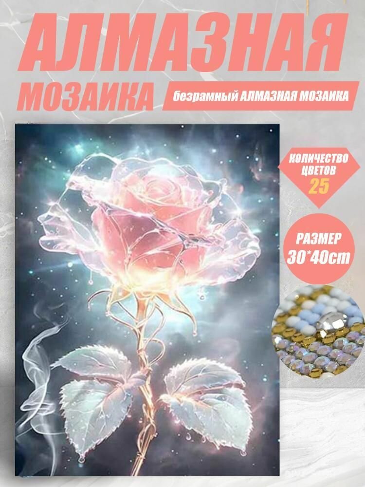 Алмазная мозаика со сверкающими стразами 30x40 см на подрамнике, с полной заполненностью, картина из страз.