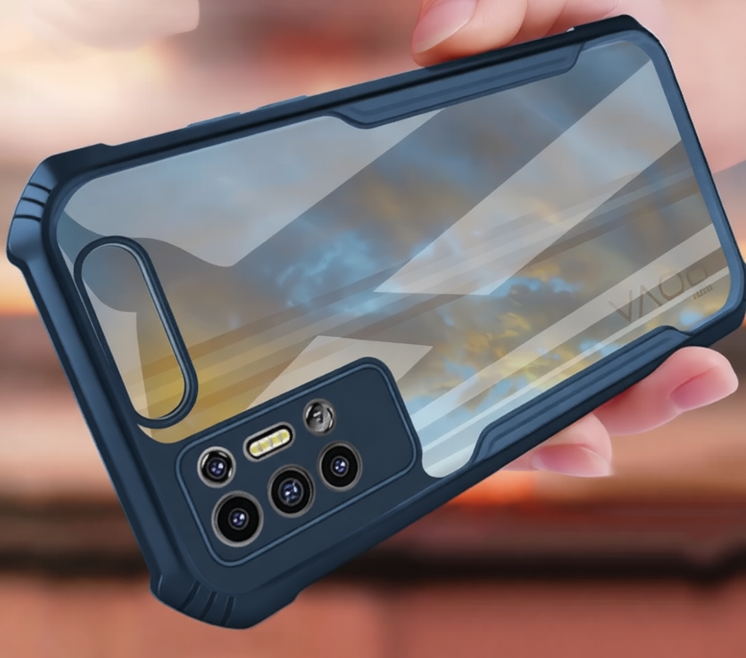 Задняя MyPads «Labbri» для Samsung Galaxy M52 5G из силикона c прозрачной пластиковой задней стенкой с синей окаемкой