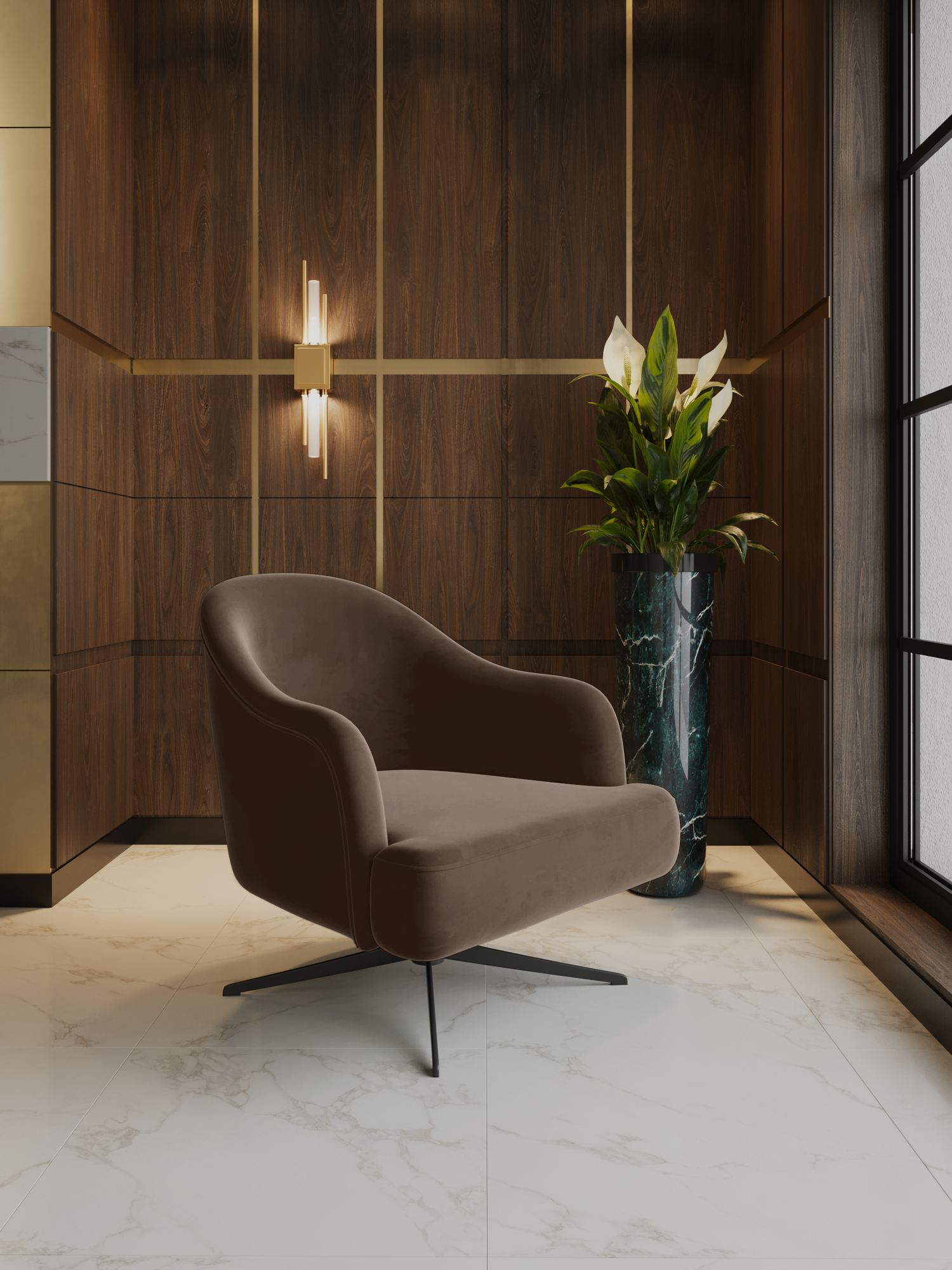 Кресло дизайнерское поворотное Forte премиум дизайн, велюр на ножках