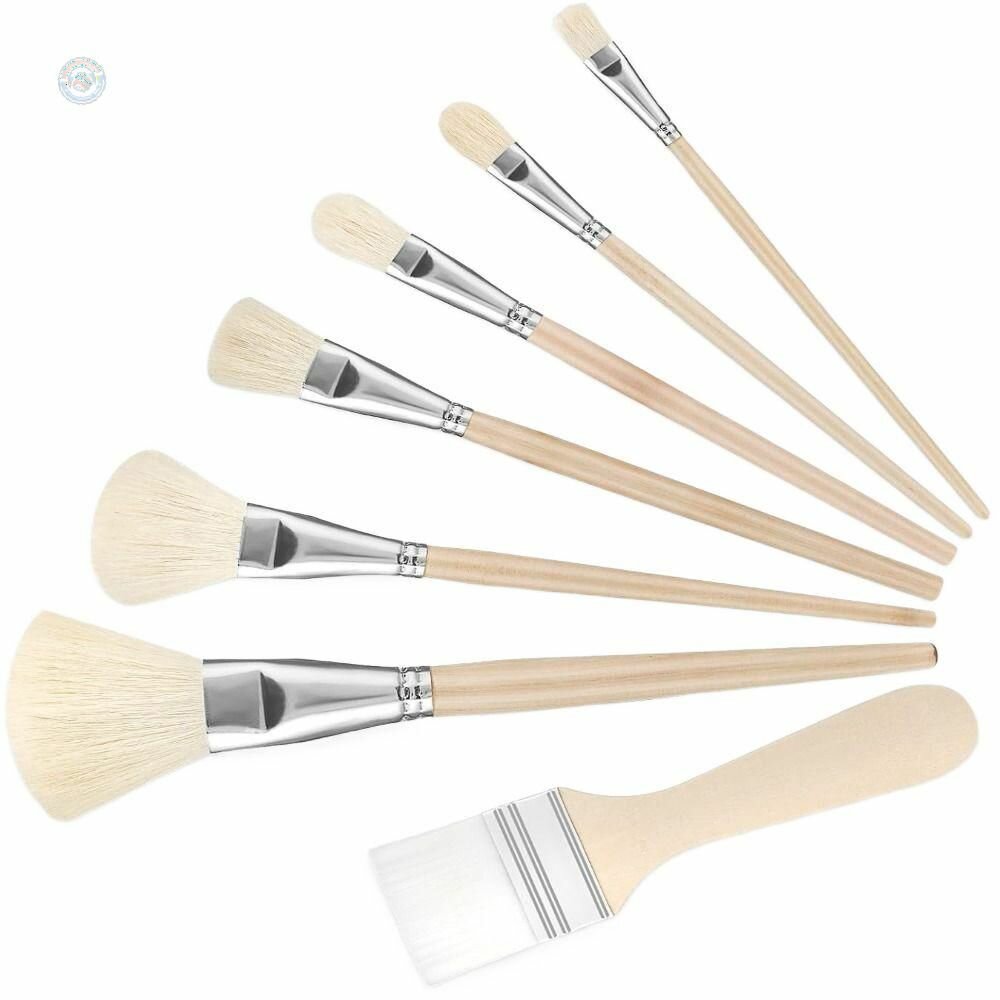 Набор из 7 универсальных кистей для растушевки и смешивания красок из натуральной козьей шерсти