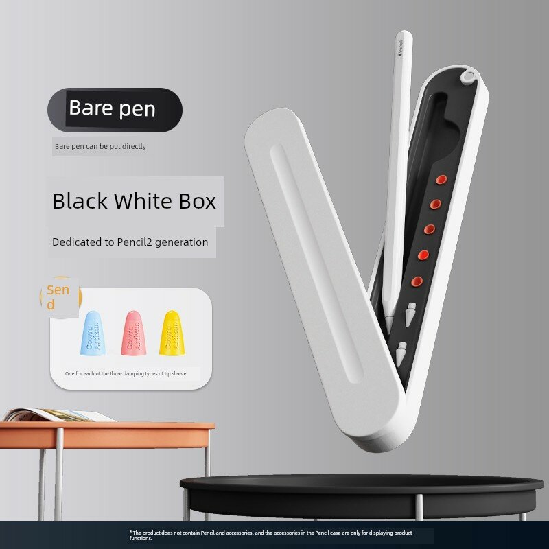 Чехол для Apple Pencil 2 поколения — черный, без чехла для пера, включает 3 силиконовых наконечника, без ручки,