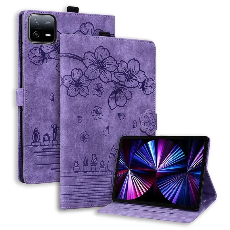 Чехол-книжка из искусственной кожи для Xiaomi Poco Pad Фиолетовый, MI Pad 8 Pro11.2in, purple-sakura