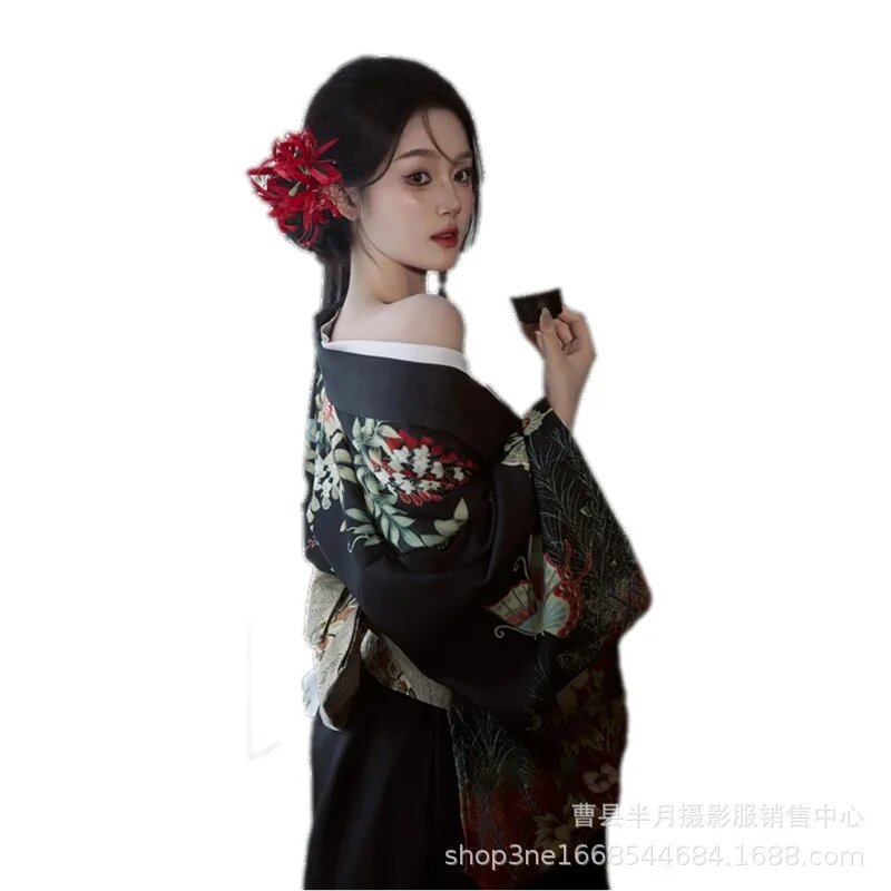 Формальное кимоно для девочек, улучшенная одежда для фотосъемки, традиционный ретро японский комплект юката для фото, интернет-набор фотографий знаменитостей — фото 1