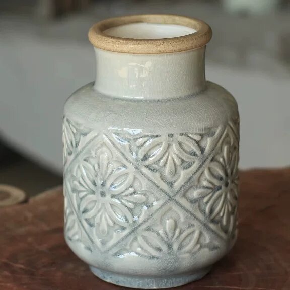 Французский ретро обеденный стол, маленькая ваза, керамическое цветочное сосуд, гостиная, спальня, украшение для дома,