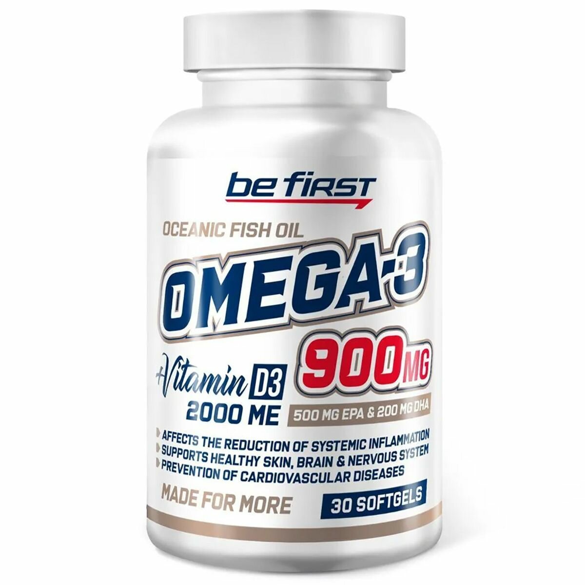 Be First Omega-3 900 mg + Vitamin D3 2000 IU, 30 капс.