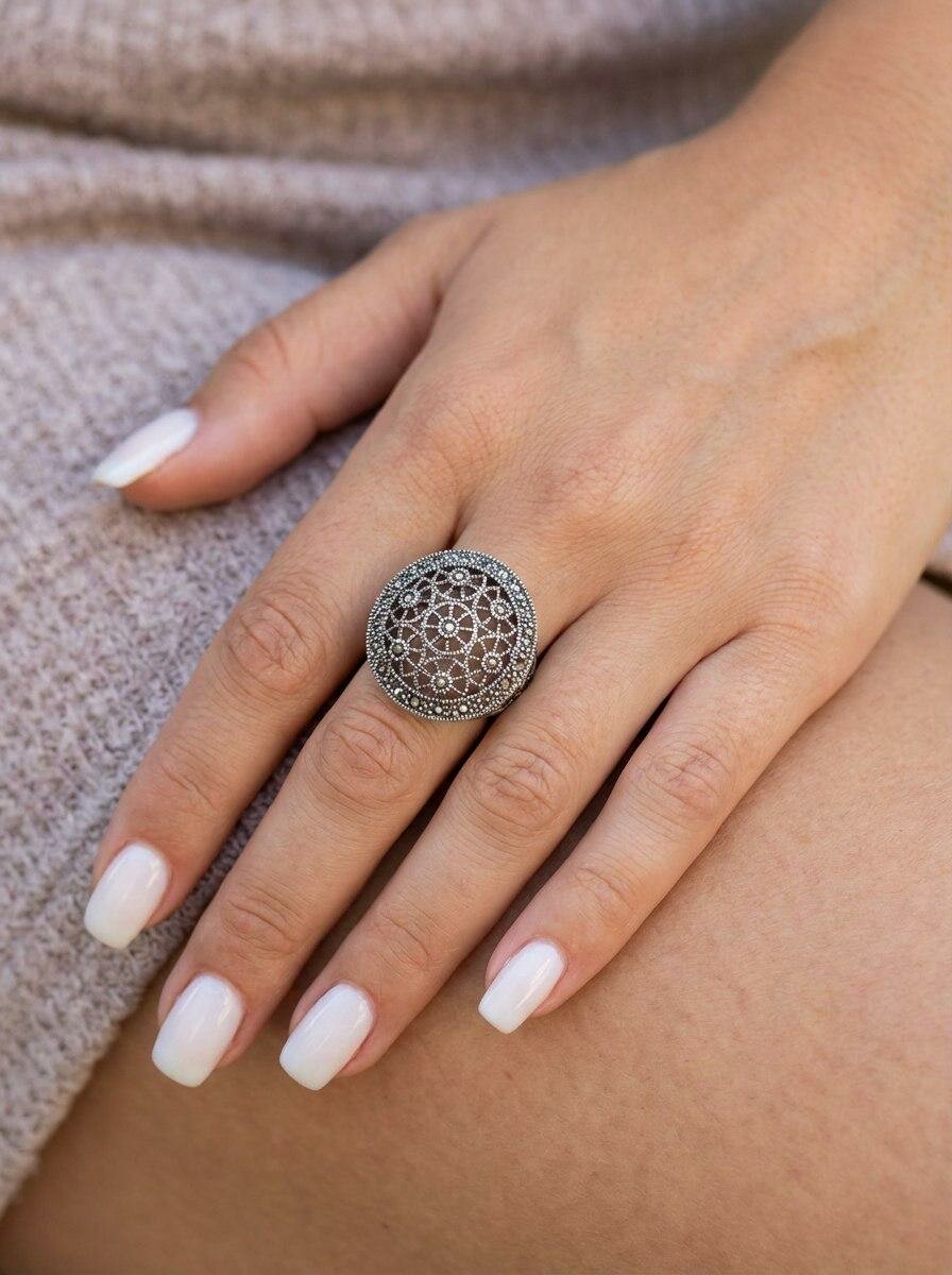 Кольцо на фалангу, серебро, 925 проба, марказит