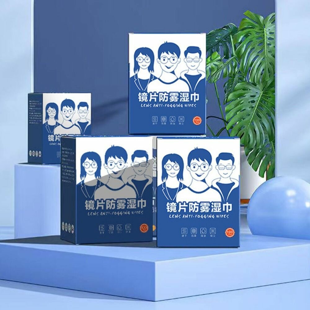 Салфетки для очков и линз, 100 шт в коробке, антитуманные чистящие подушечки 60x120 мм, безворсовые wipes для ежедневного ухода за очками и экранами