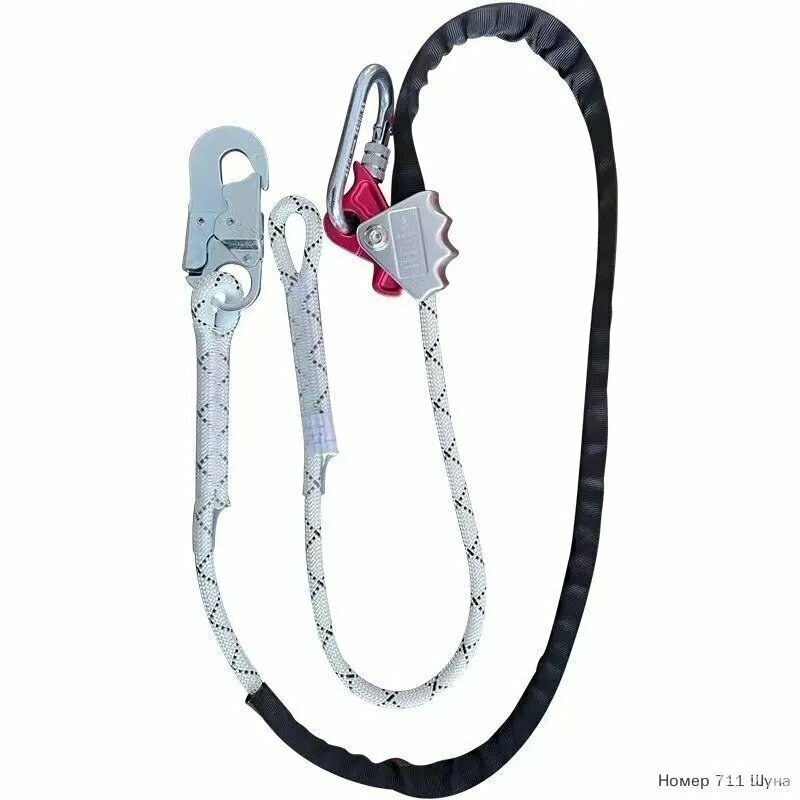Страховочный строп O719, с регулятором, сталь, длина 3 м, с карабином