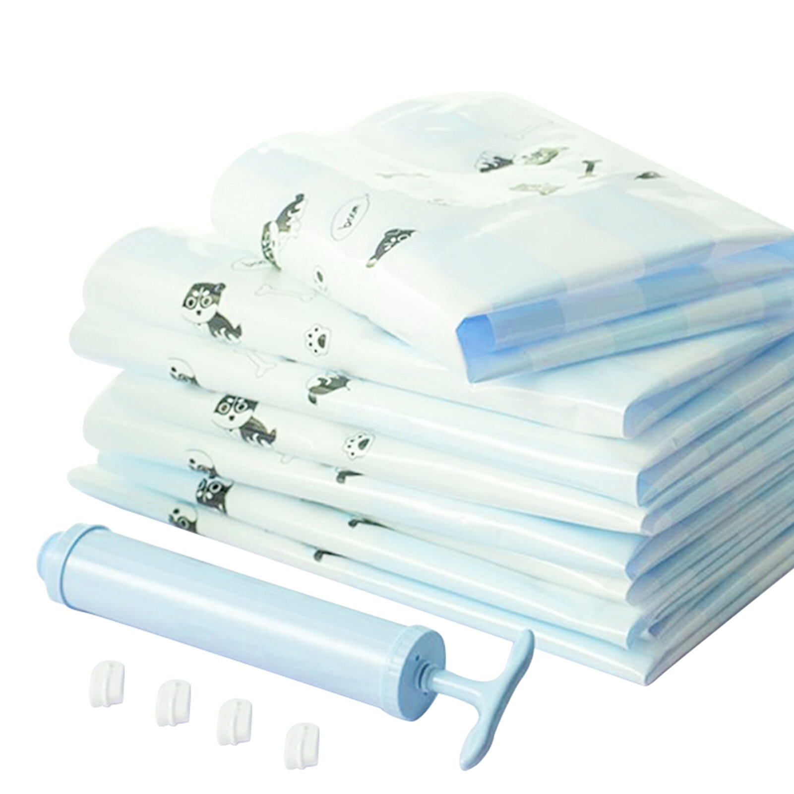 10 пксы Многоцветные Пластиковые Пакеты для Упаковки Вакуумные Товарные СТ 8С с Ручным Насосом и Зажимом для Упаковки Размеры 60*40см (2 пксы), 50*70см (3 пксы), 60*80см (2 пксы), 100*80см (3 пксы) Материал PET PE для Одежды Пледов одеял Дом Поездка