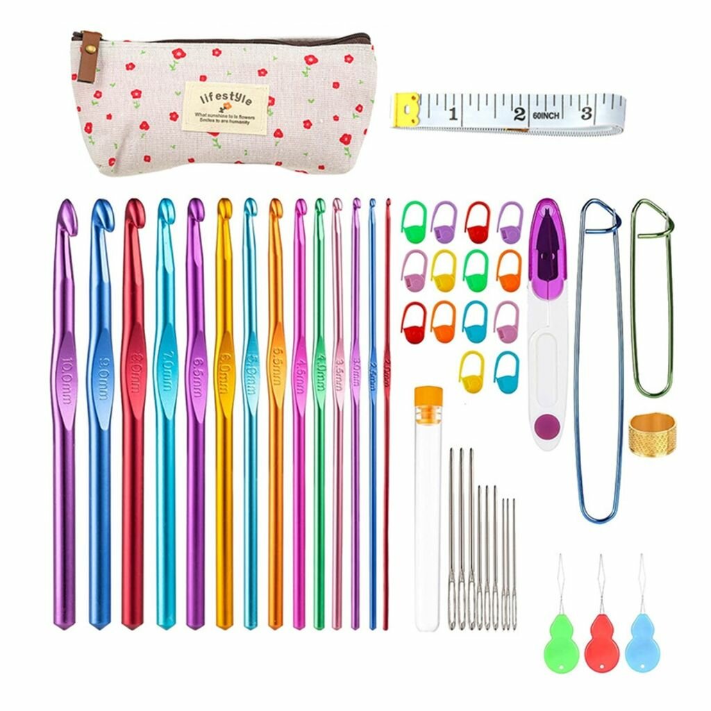 Наборы крючков для вязания крючком, наборы вязальных спиц из алюминиевого сплава рук с эргономичной ручкой и гладким кончиком