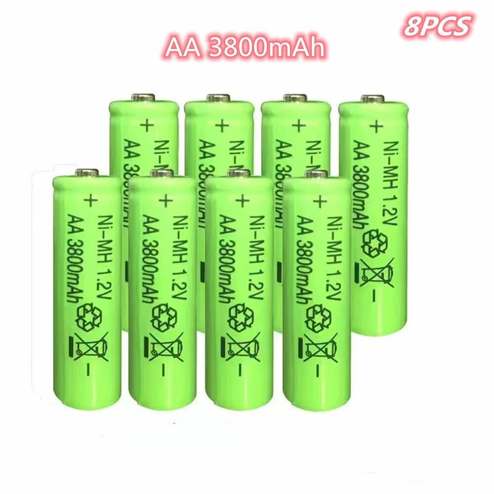 8шт 1.2-1.5V AA 3800 mAh Зарядный аккумулятор NI - MH Запасные части для игрушек и часов Заземляющие аксессуары для игрушек для часов