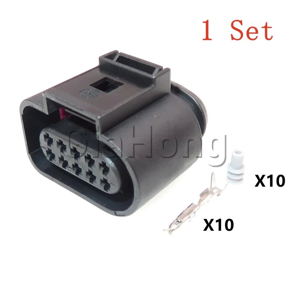 1 комплект 10-контактных деталей 1J 0973715 1J 0973815 Розетка замка двери автомобиля в сборе переменного тока для VW Audi 6X 0973815 Герметичный разъем для автомобильных фар Female