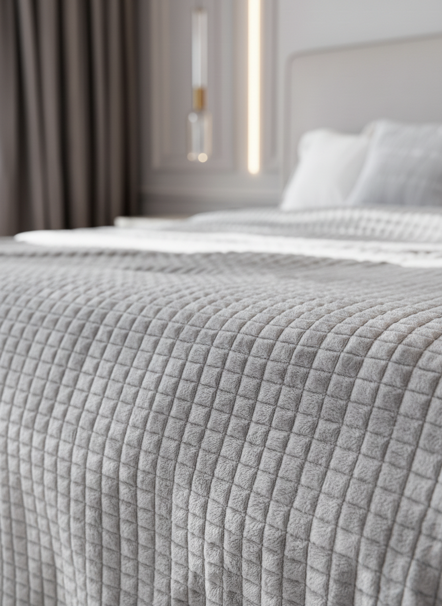 Плед Кубик серый Велсофт 200х220, серый, плед-покрывало евро