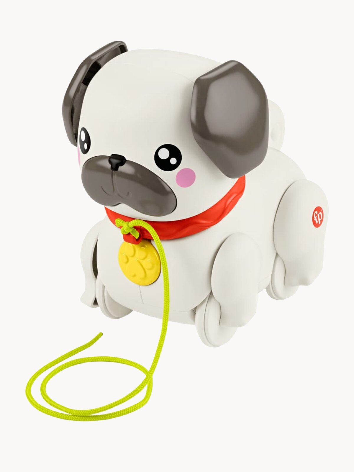 Музыкальная игрушка-каталка Mattel Fisher-Price щенок Мопс HTW94, белый