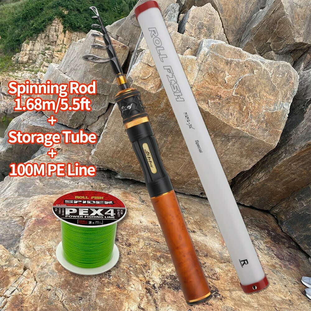 Удочка ROLLFISH Spinning 1.68m, 100m PE Line